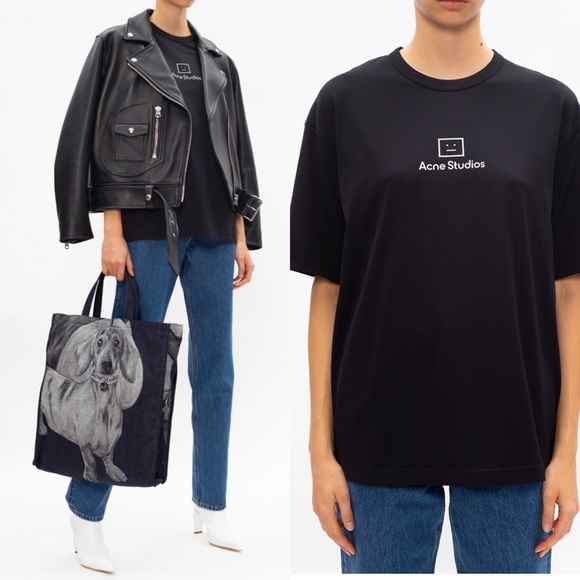 Acne Studios | Tops | Nwt Acne Studio Logo Tshirt Reflective Motif Face ...